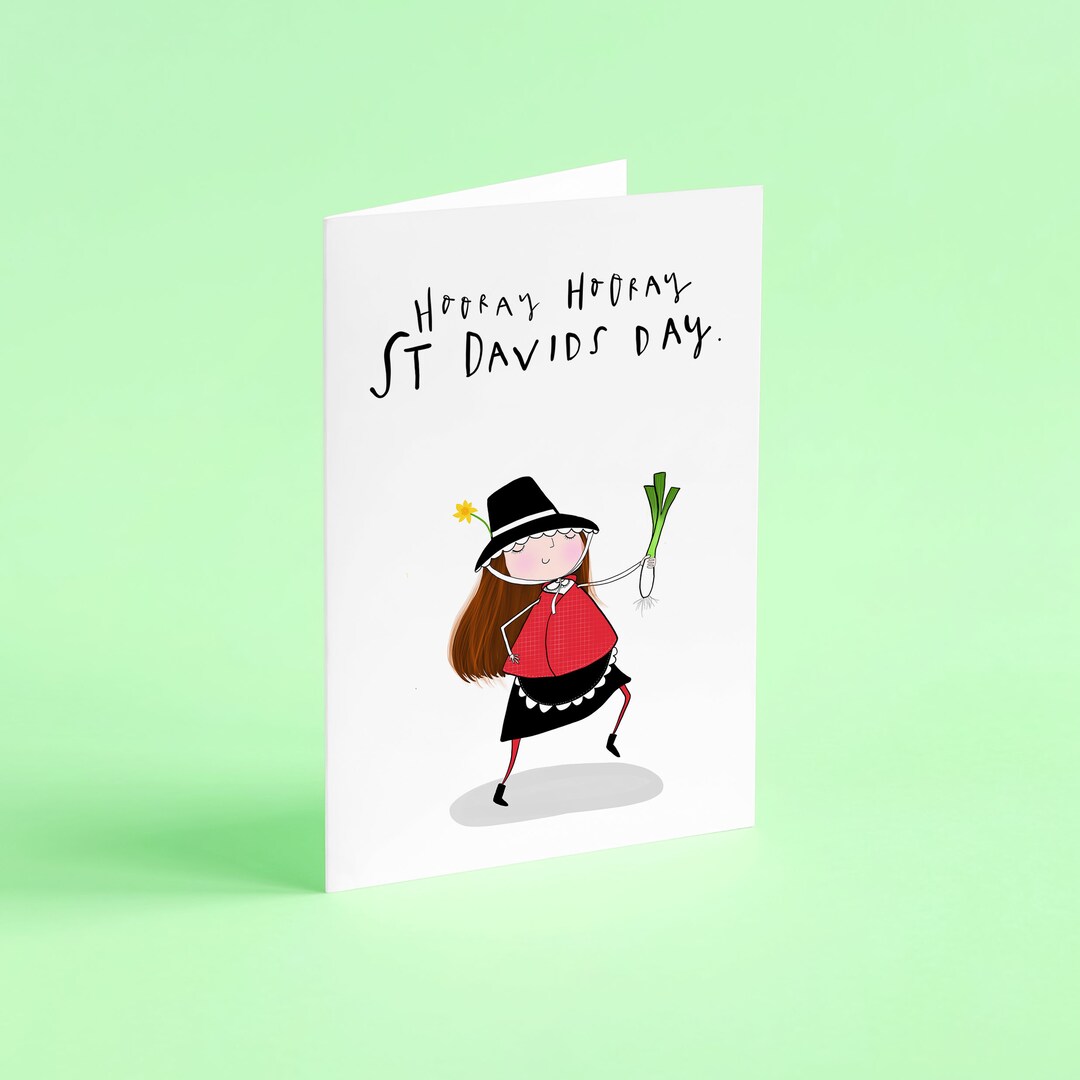 Hooray for St Davids Day welsh Lady Card Funny Welsh Card - Etsy