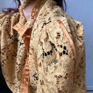 Vintage Yellow Gold Floral Lace Blouse/ L - Etsy
