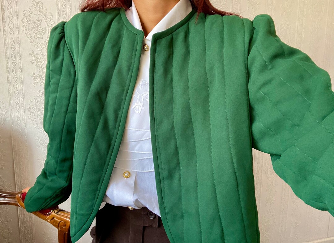 Vintage Green Quilted Chiffon Bolero/ Jacket/ L - XL - Etsy