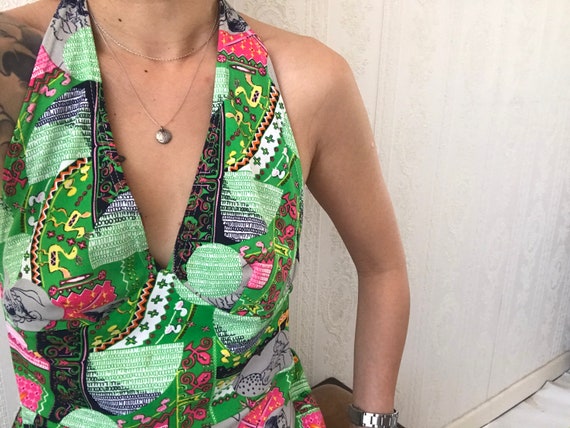 Vintage Colourful Crazy Pattern pop-art print Halter Top | Etsy