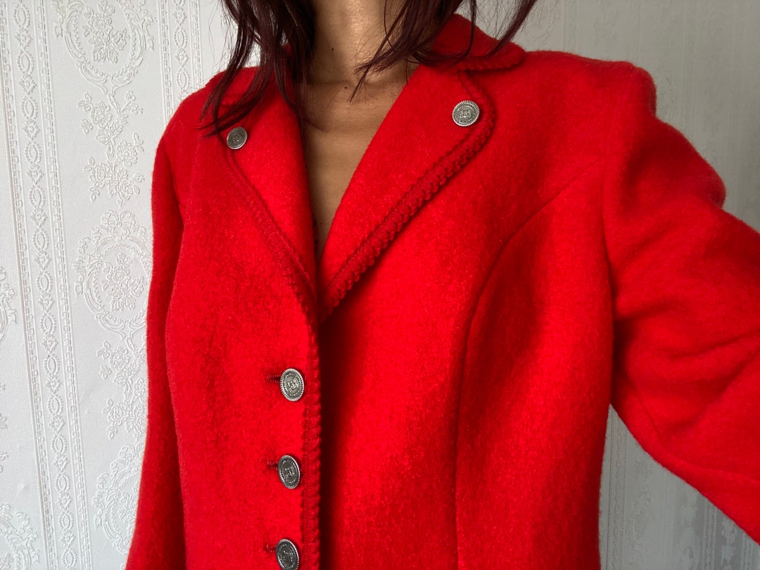 Vintage Red Folklore Pure Wool Jacket/ M - L - Etsy