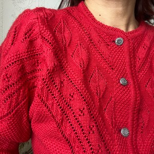 Vintage Red Wool Knit Folklore Cardigan/ S Petite M - Etsy