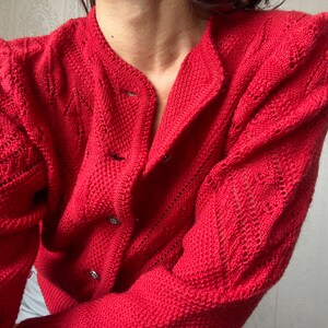 Vintage Red Wool Knit Folklore Cardigan/ S Petite M - Etsy