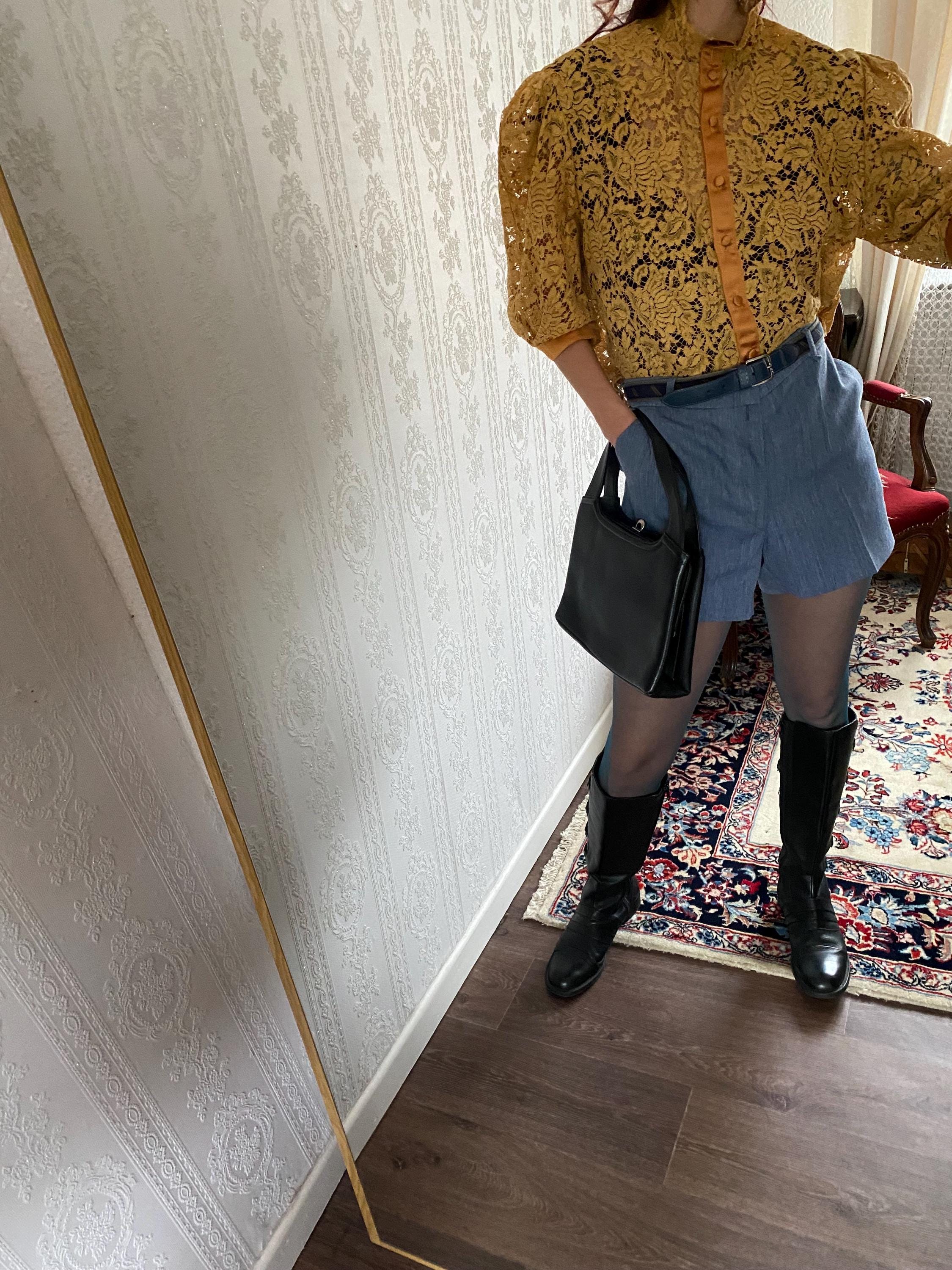 Vintage Yellow Gold Floral Lace Blouse/ L - Etsy