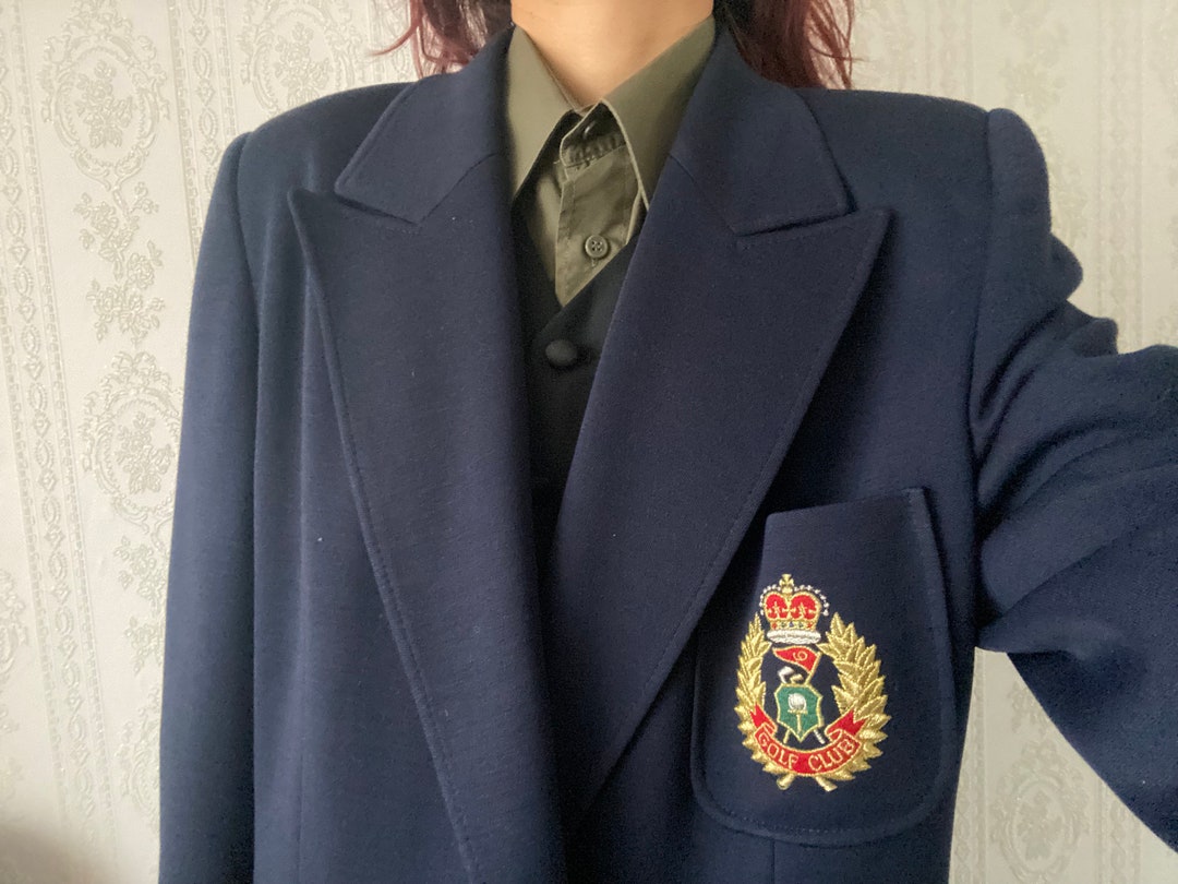 Vintage Wool Blend Navy Blue Double Breasted Jacket/ M - L - Etsy