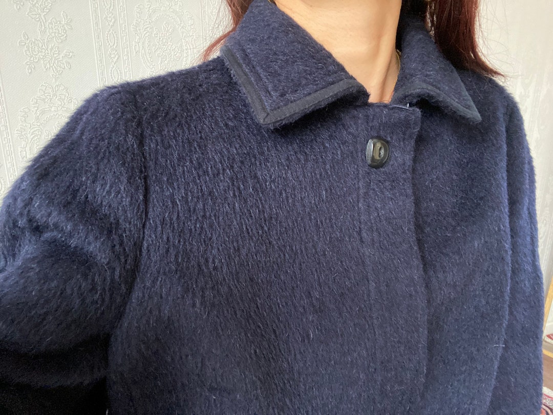 Vintage Midnight Blue Mohair Wool Coat/ M - Petite L - Etsy