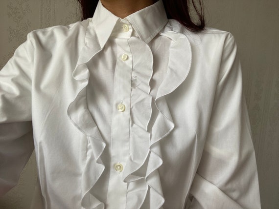 White Ruffle Long Sleeve Shirt