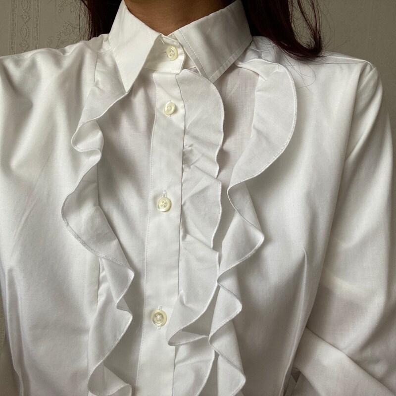 White Ruffle Blouse - Etsy
