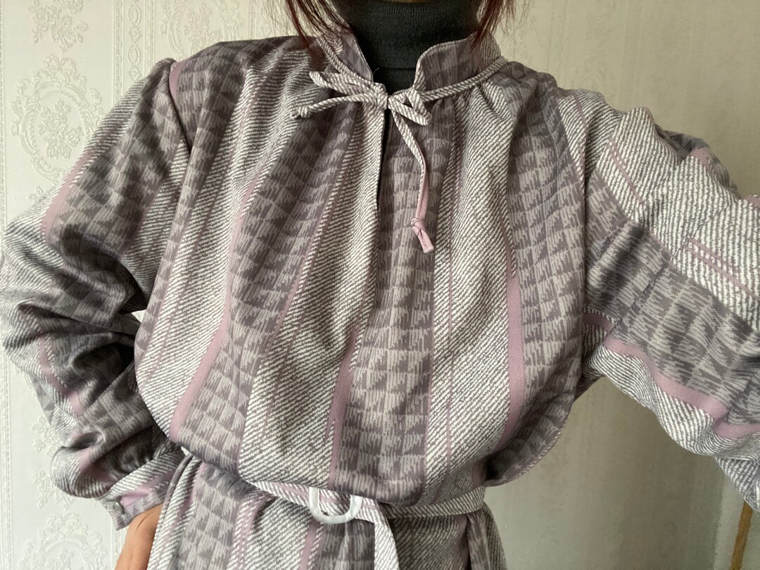 Vintage Nehru Bow Ash Violet Wool Blend Dress/ XL - Etsy