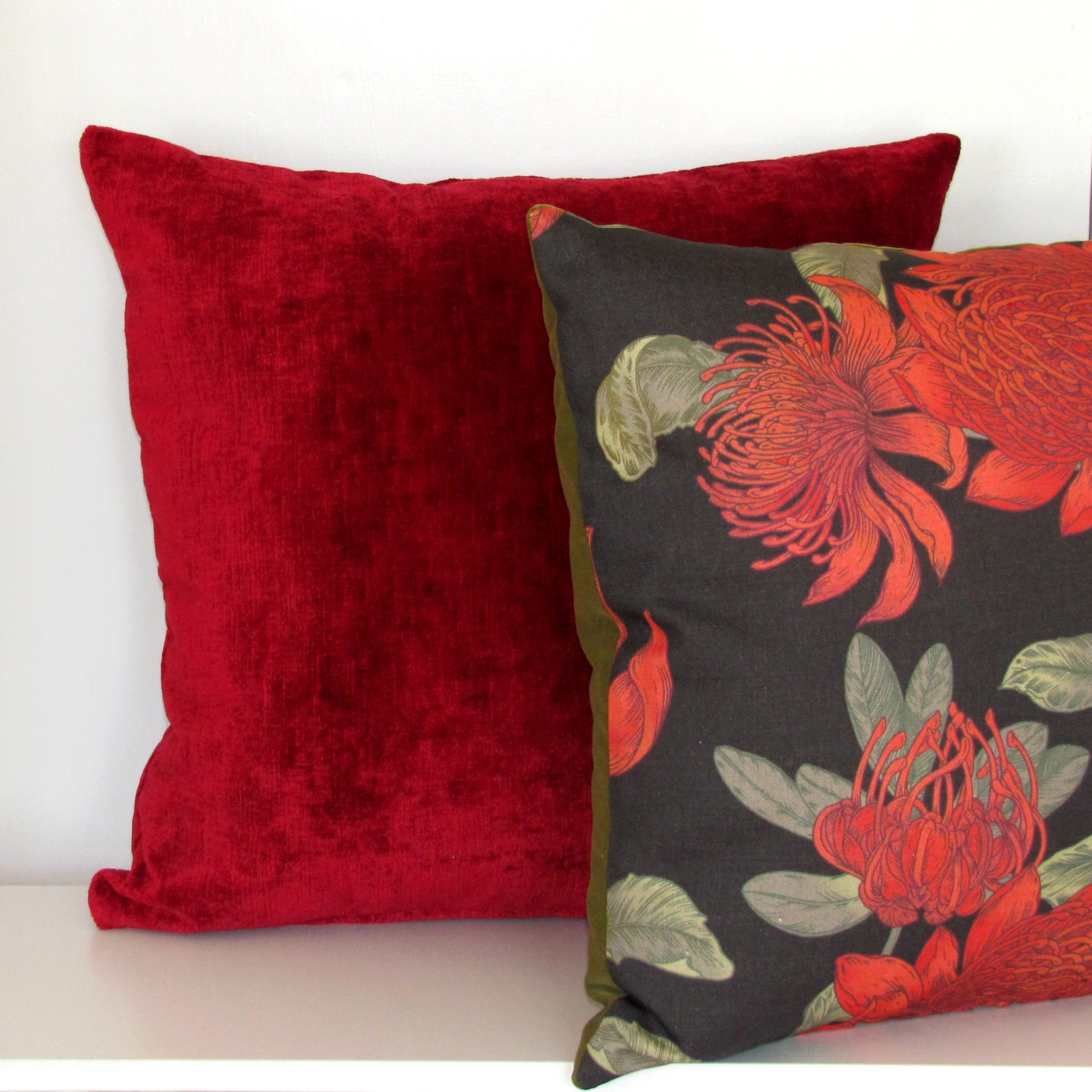 Bespoke Red Luxury Textured Velvet Cushion - Etsy Australia