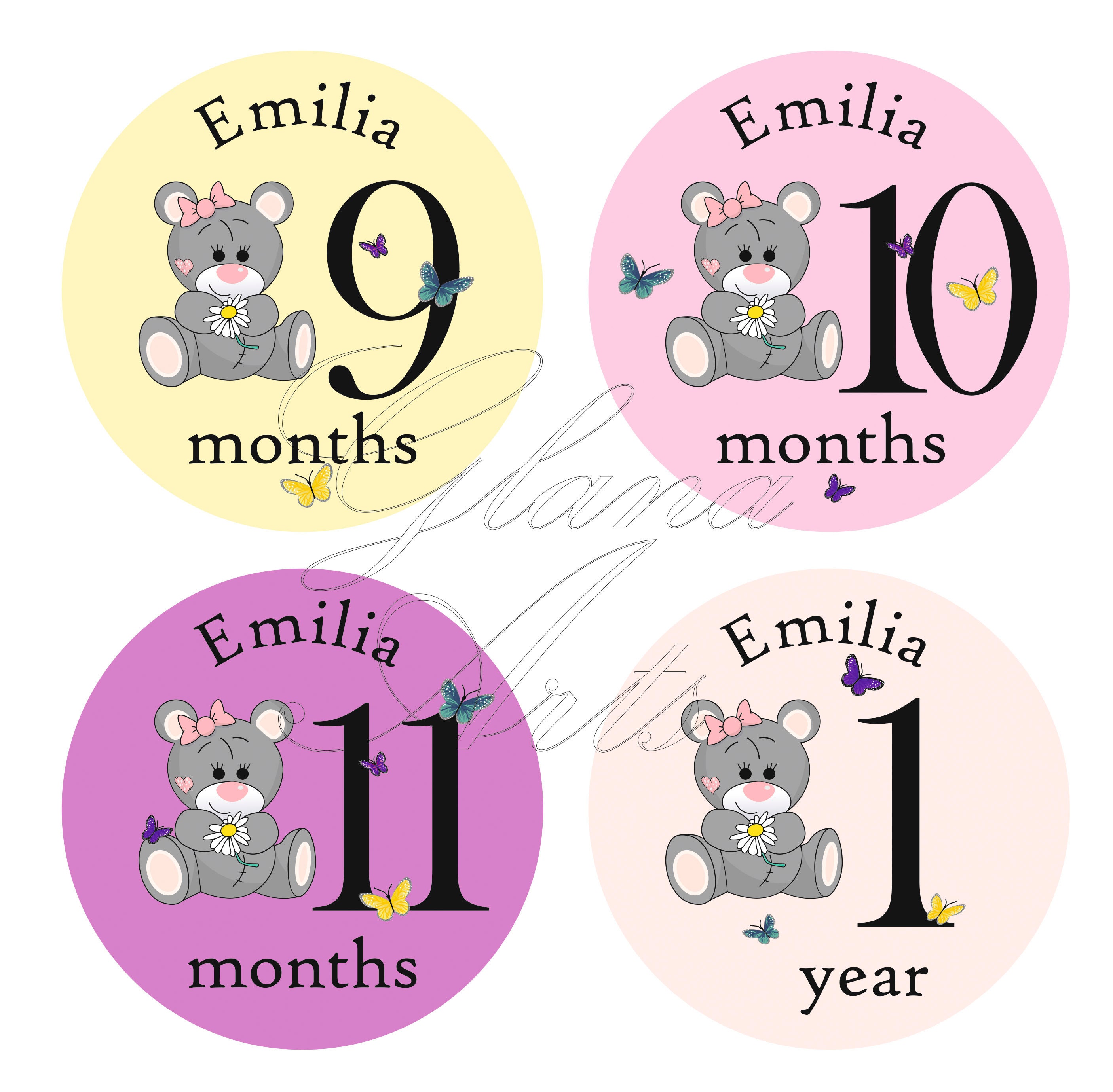 Monthly Baby Stickers Month Stickers Milestone Stickers Baby Week ...