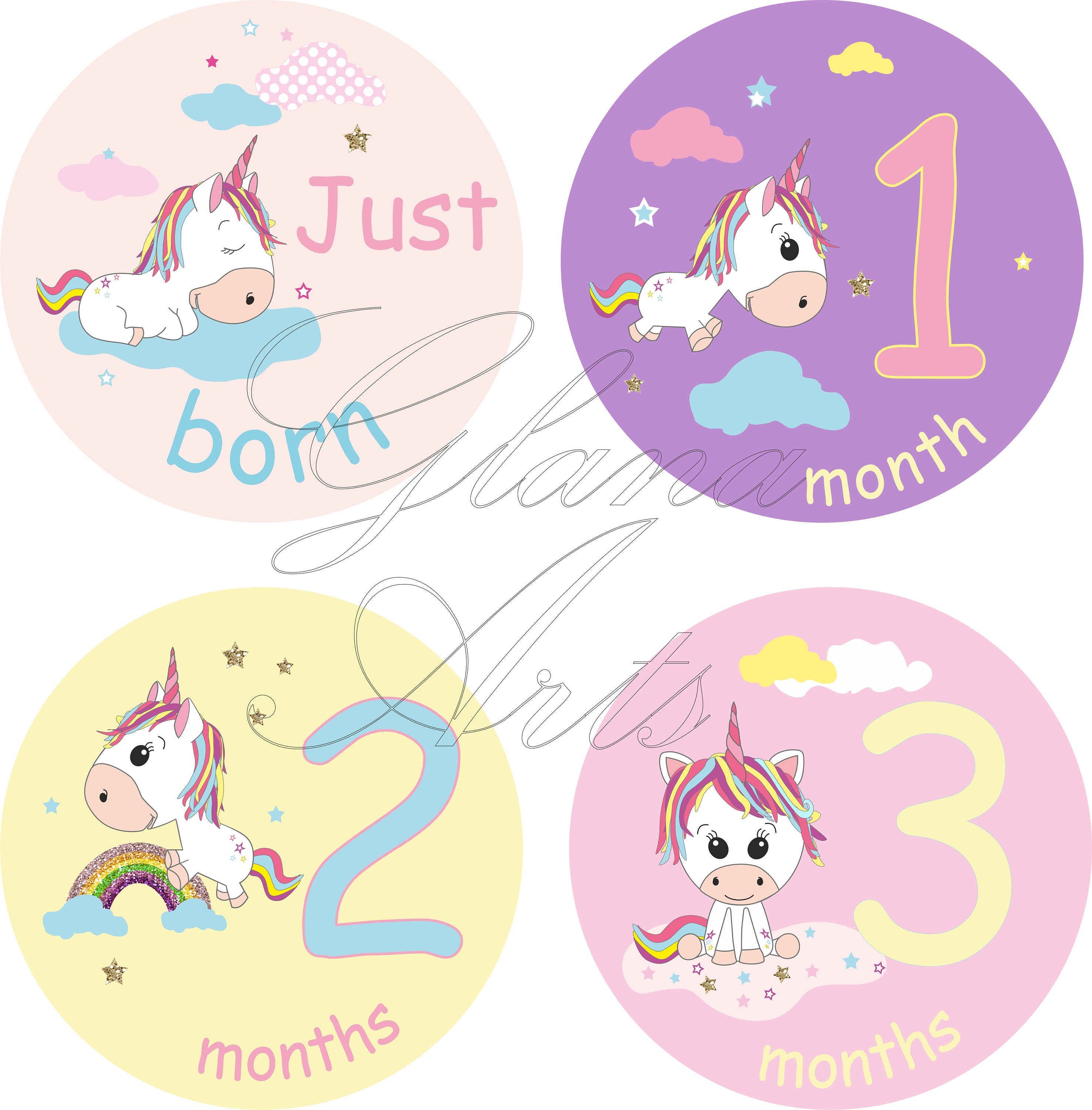 Monthly Stickers Baby Month Stickers Milestone Stickers Baby Week ...