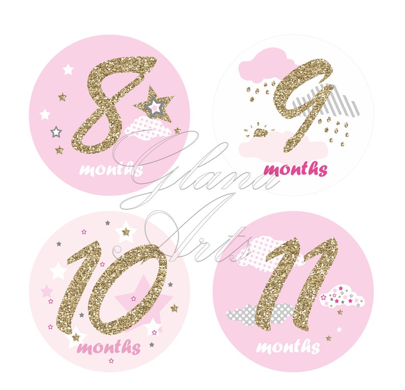 Monthly Stickers Baby Month Stickers Milestone Stickers Baby Week ...