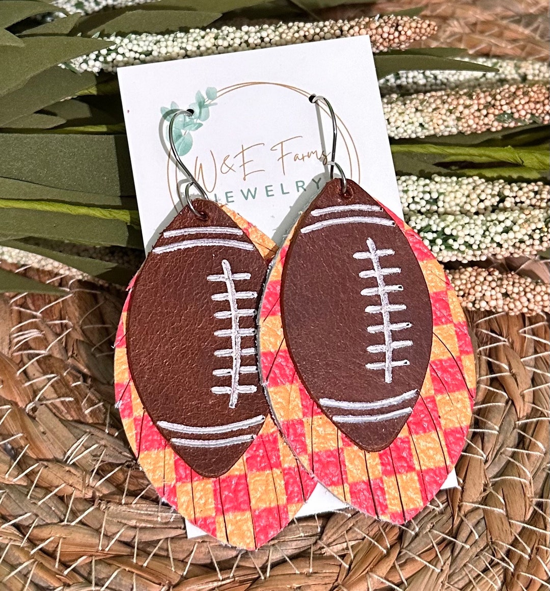 Kansas City Chiefs Plaid Football Leather Earrings - Etsy