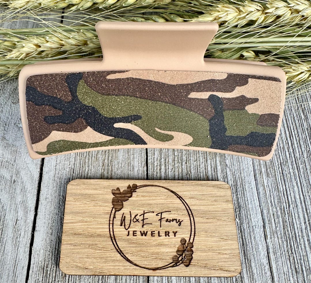 Camouflage Genuine Leather Hair Claw Clip - Etsy