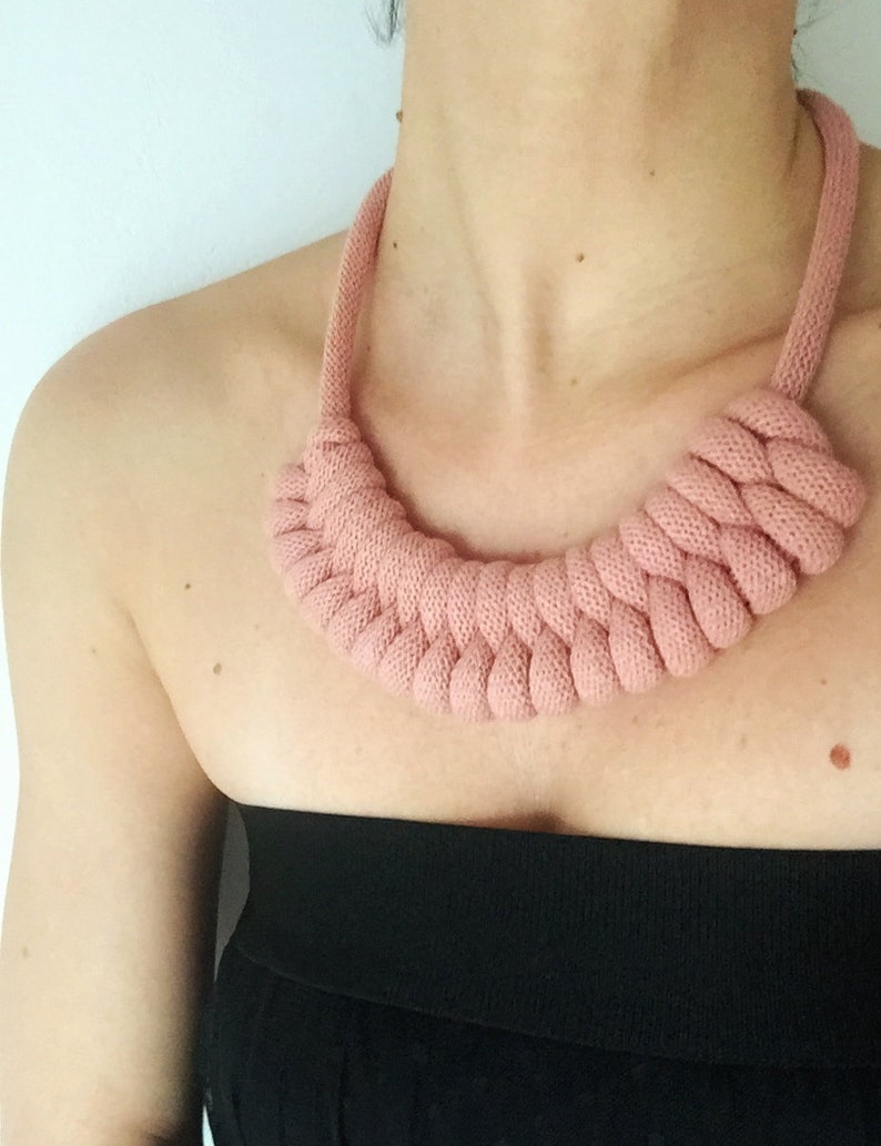 Knotted Necklace, Rope Yarn, Yarn Necklace, Statement Jewellery, Light ...