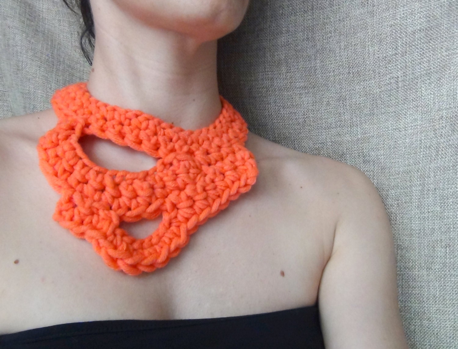 Yarn Necklace, Crochet Necklace, Bulky Yarn Necklace, Statement Jewelry ...