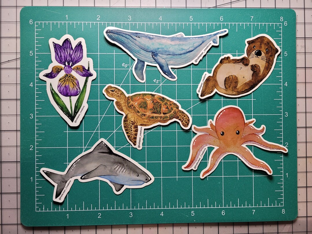 Ocean Animal Stickers - Sea Animals - Stickers - Water Bottle Sticker ...
