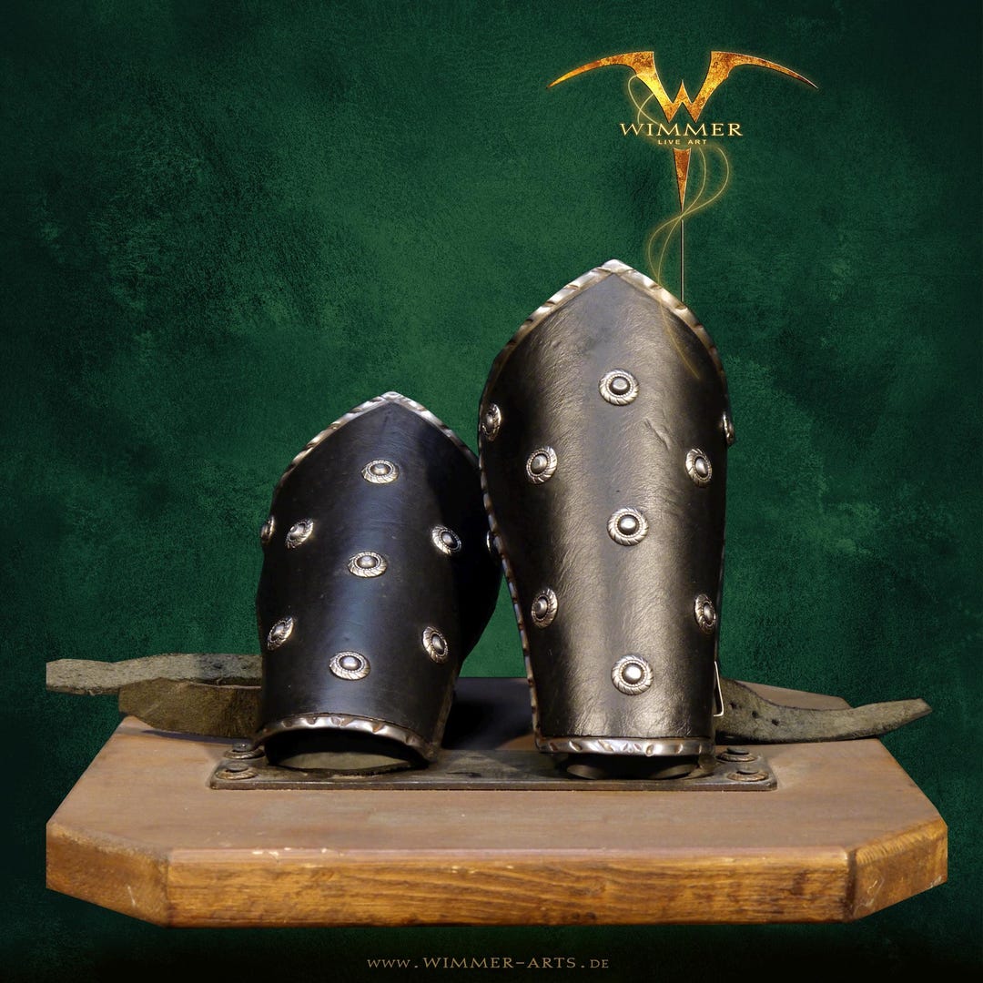 Metal Armor for LARP - Steel Bracers for Women, Decorated With Black ...