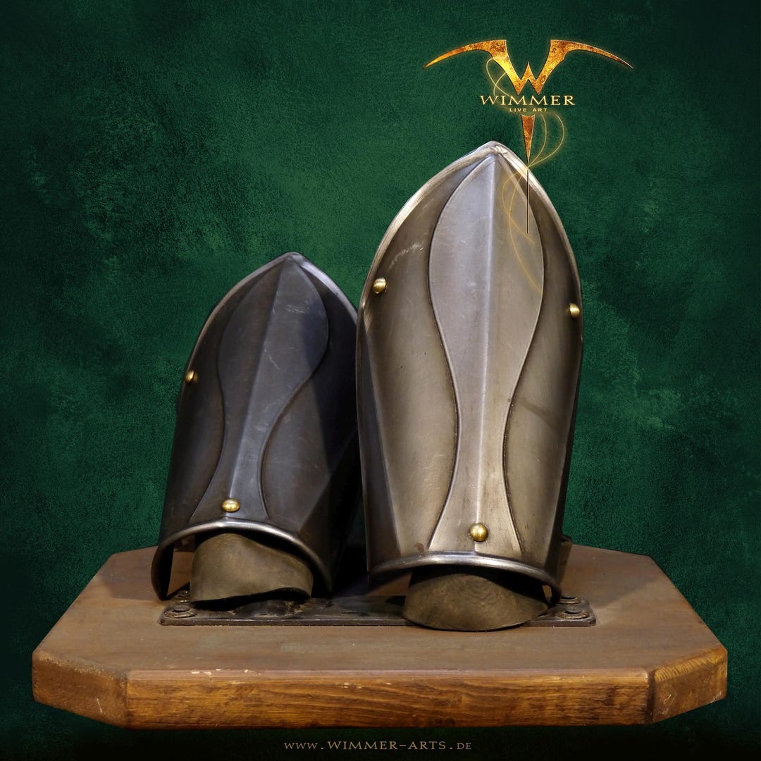 Metal Armor for LARP Steel Bracers for Men, Antique Finish, Decorated ...