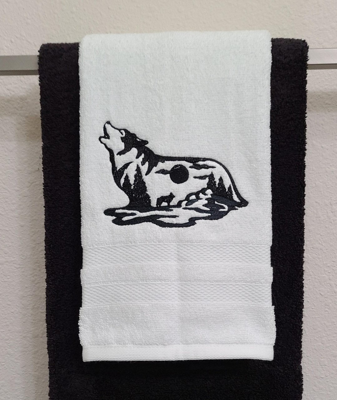 Wolf Call of the Wild Embroidered Hand Towel - Etsy