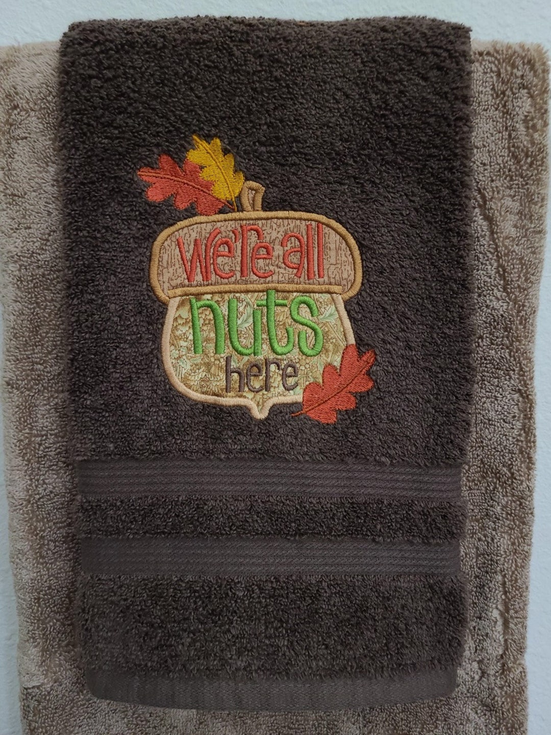 We're All Nuts Appliqued Embroidered Hand Towel - Etsy