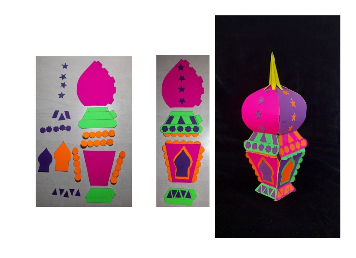 Ramadan 3D Paper Model Decoration Set B&W Templates Mosque - Etsy