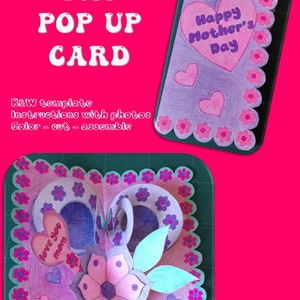 Mother's Day - Pop up Card - DIY - Digital Download - B&W Templates - Etsy