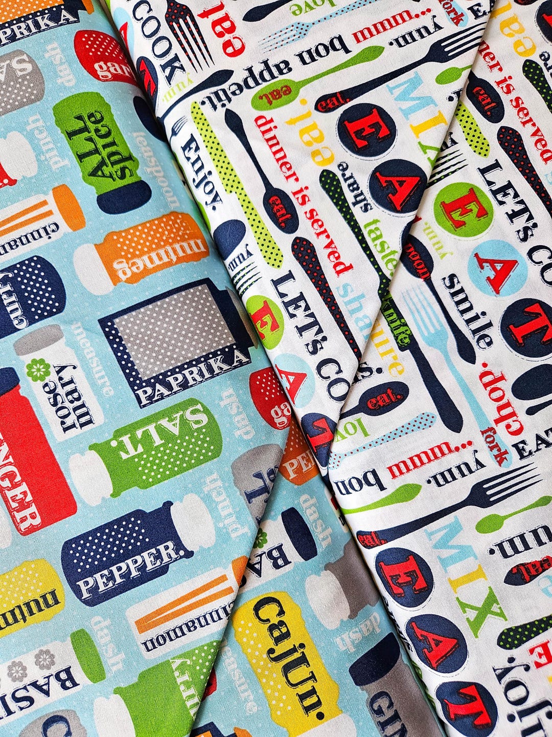 Cooking Cotton Fabrics With Flatware and Kitchen Utensils - Lets Eat by ...