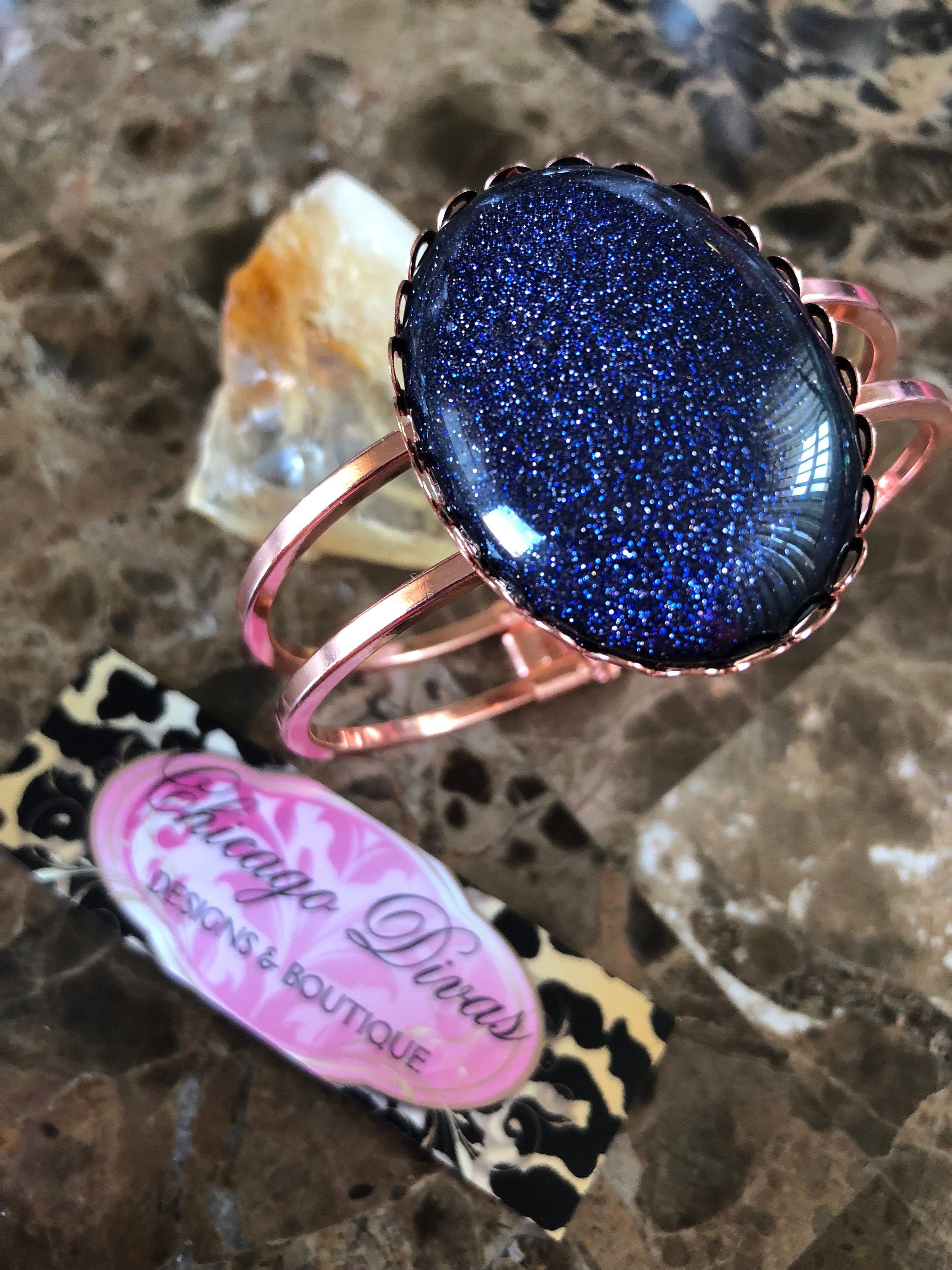 BLUE SANDSTONE Bracelet Natural stone beautiful shiny Healing Power ...