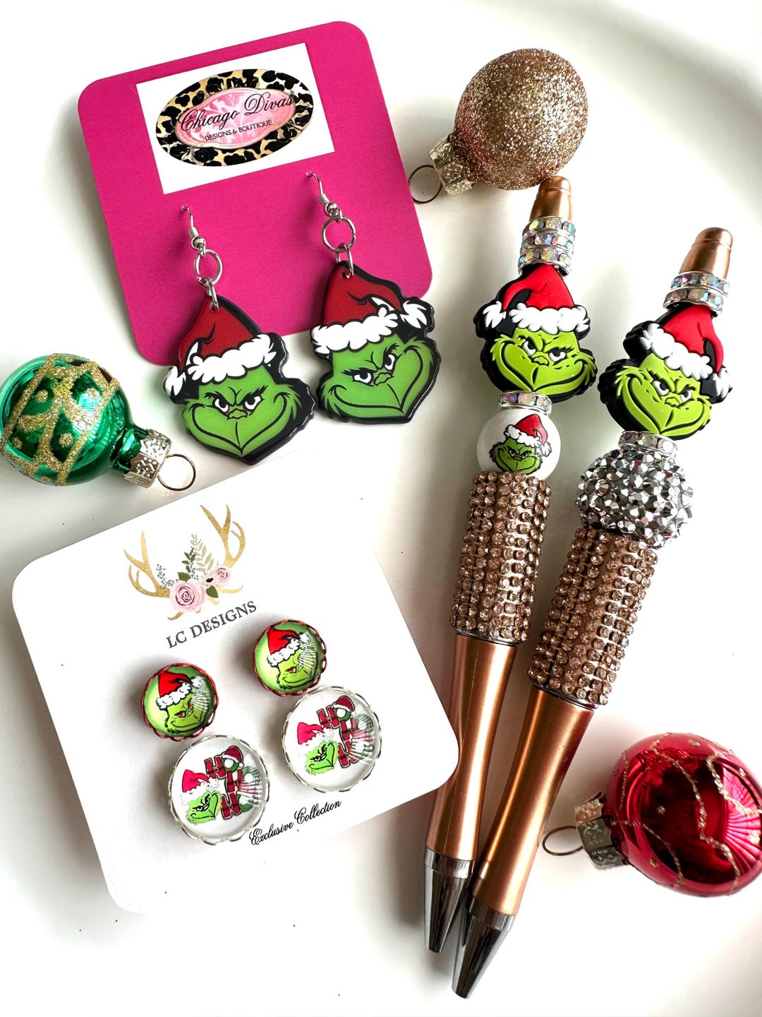 CHRISTMAS GRINCH SET. #4 Pieces Set. Grinch Party. Christmas Party ...