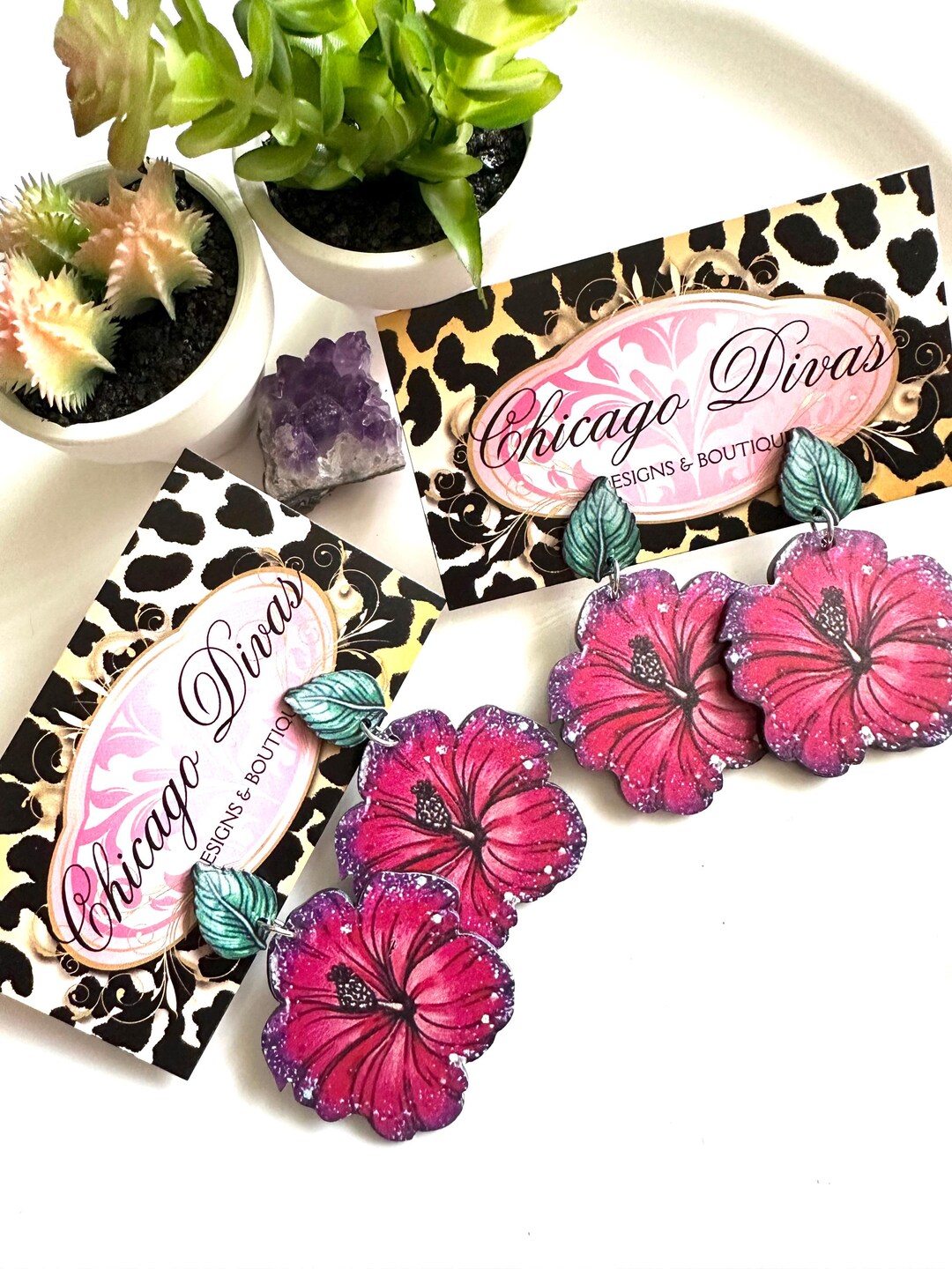 HAWAIIAN FLOWERS SET. 2 Pairs Set. Aloha Pretty Flower. Party Flowers ...
