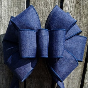 Navy Blue Bows, Blue Deco Mesh Bow, Outdoor Bows, Wreath, Mailbox ...