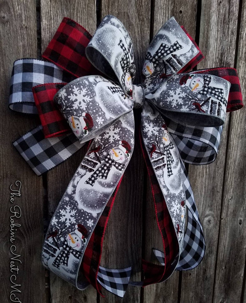 Buffalo Check Bow Christmas Tree Topper Bow Wreath Bows Red | Etsy