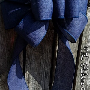 Navy Blue Bows, Blue Deco Mesh Bow, Outdoor Bows, Wreath, Mailbox ...
