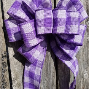 Purple Buffalo Check Bow, Purple Plaid Bow, Light Purple & Purple ...