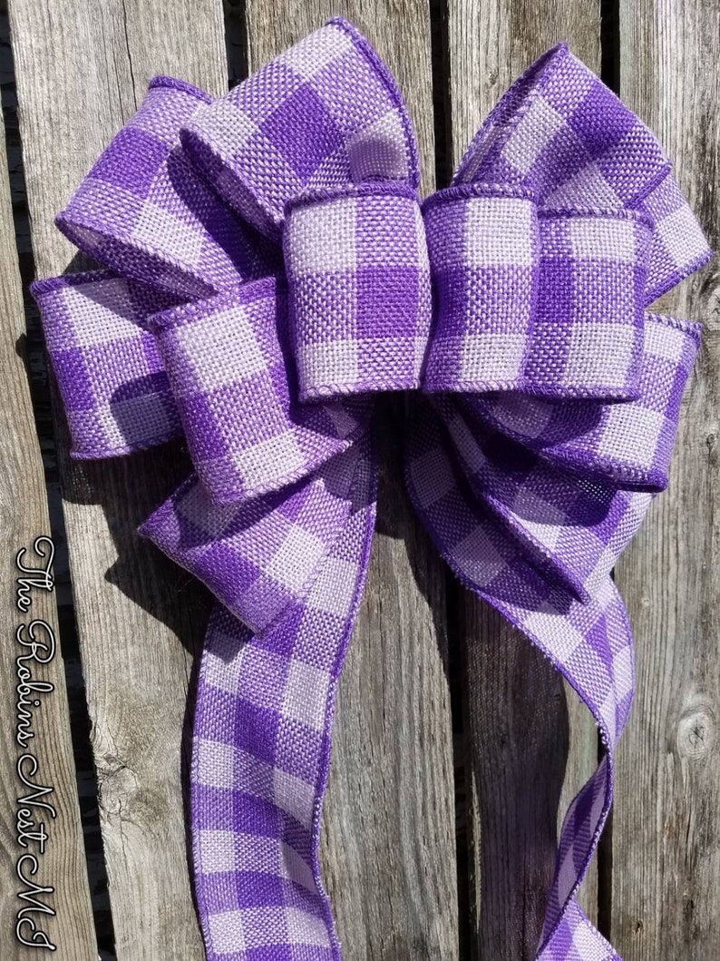 Purple Buffalo Check Bow Purple Plaid Bow Light Purple & | Etsy