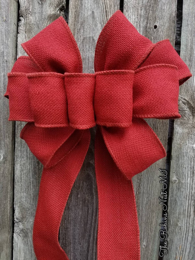 Rust Burlap Bows Rustic Red Burlap Ribbon Bow Autumn Barn - Etsy