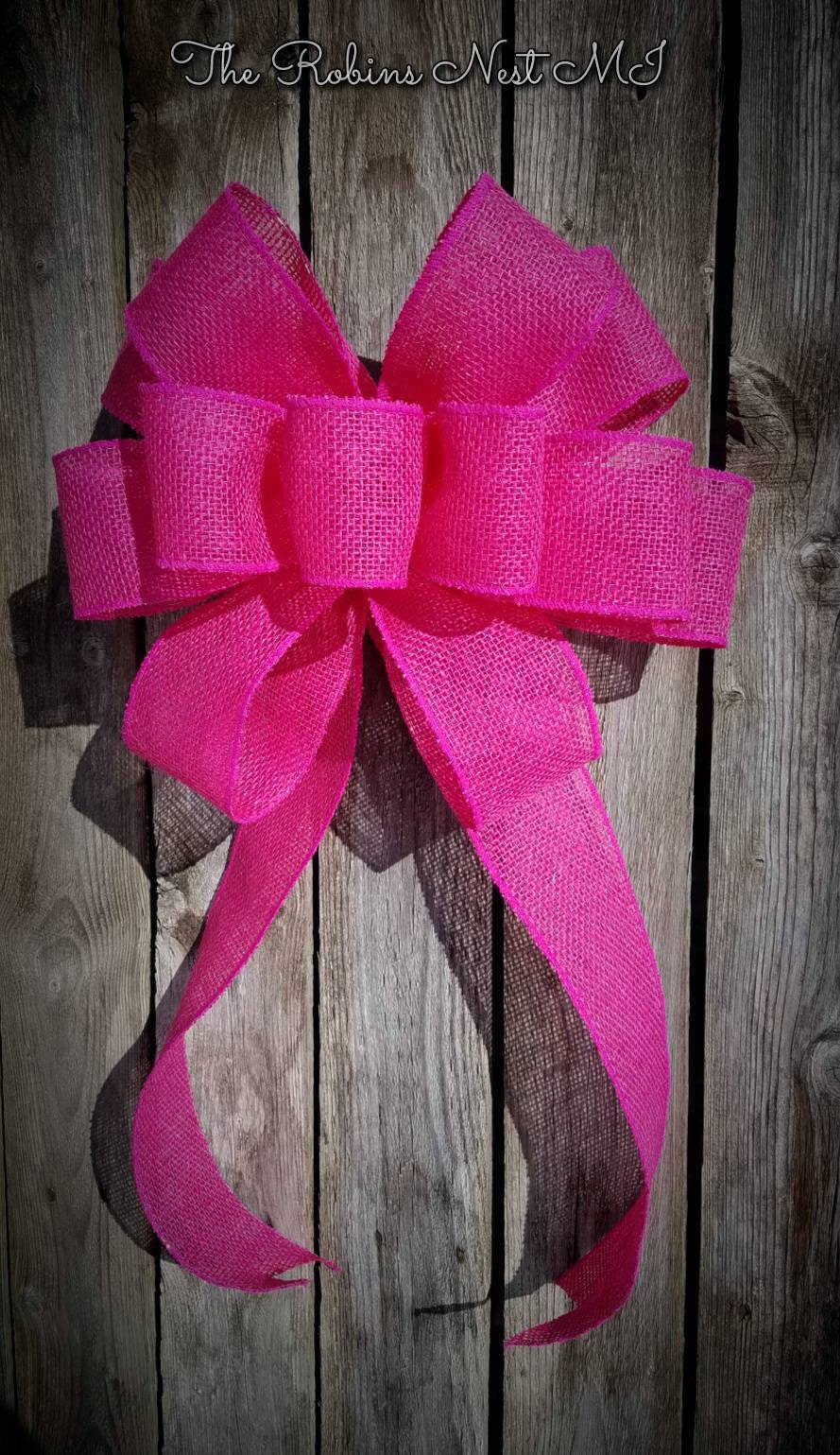 Burlap Bow White Bows of Hope Wired Burlap Ribbon Bows | Etsy