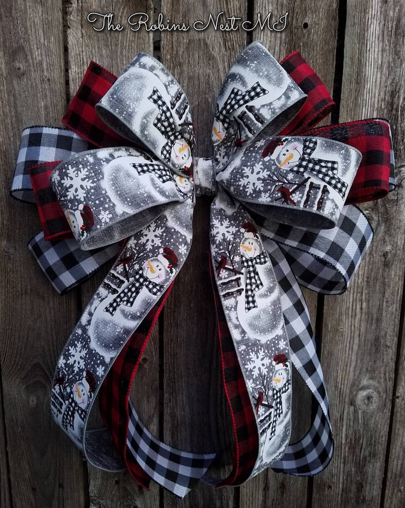 Buffalo Check Bow Christmas Tree Topper Bow Wreath Bows Red | Etsy