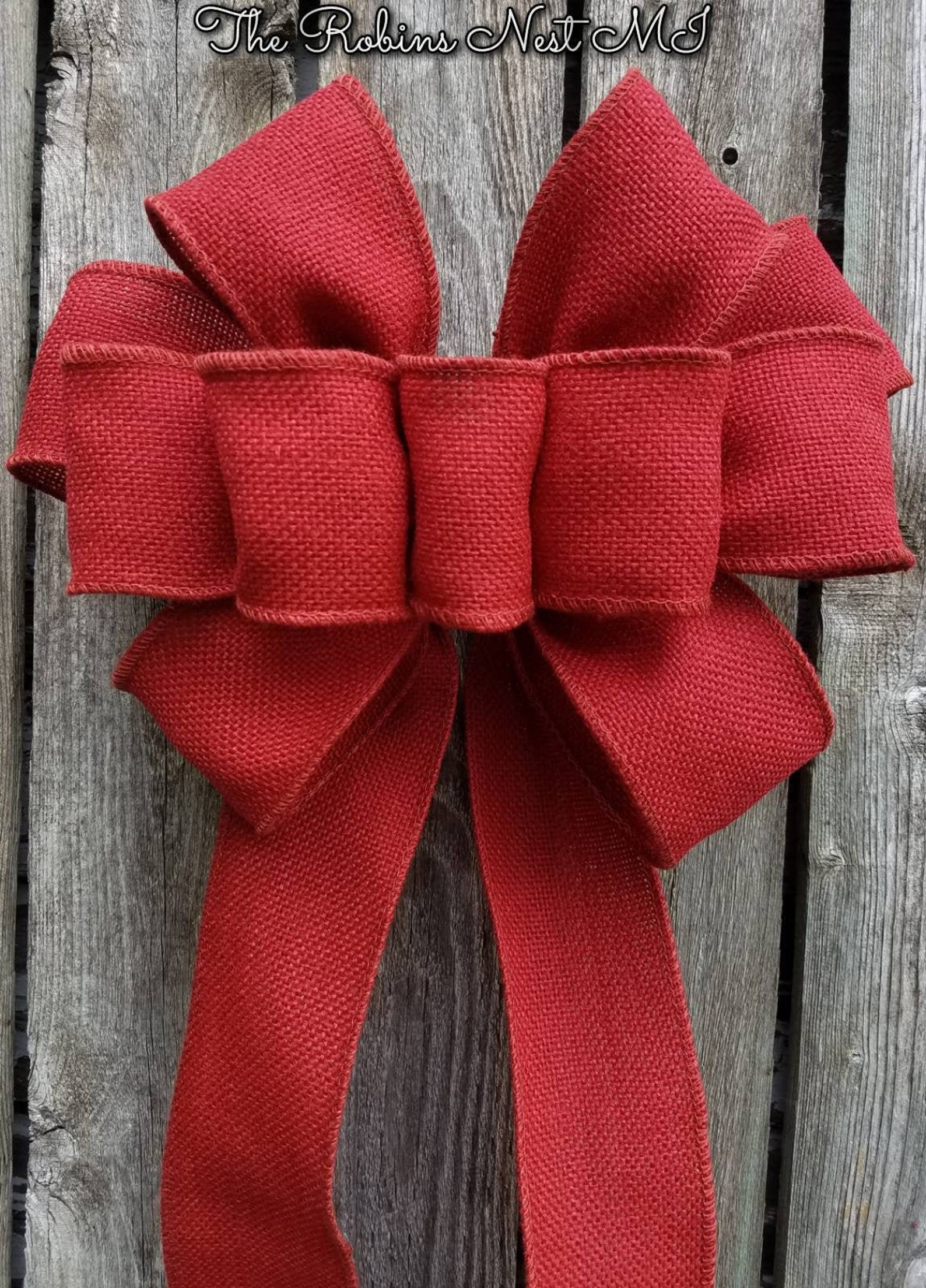 Rust Burlap Bows Rustic Red Burlap Ribbon Bow Autumn Barn | Etsy