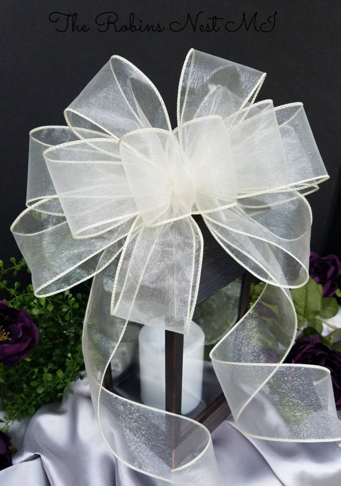 Ivory Bows Ivory Wedding Bow Ivory Organza Wired Ribbon | Etsy