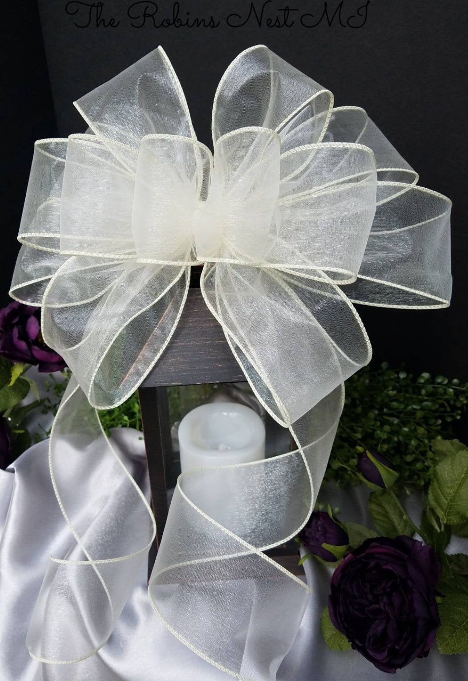 Ivory Bows Ivory Wedding Bow Ivory Organza Wired Ribbon | Etsy