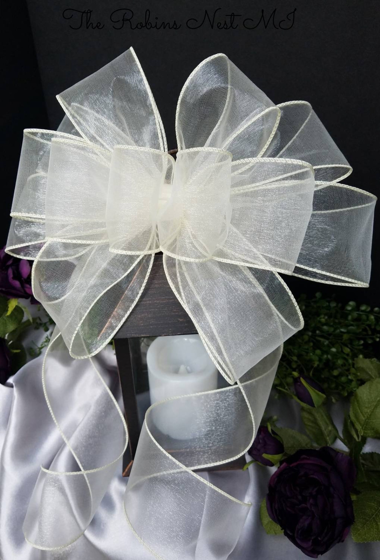 Ivory Bows Ivory Wedding Bow Ivory Organza Wired Ribbon | Etsy