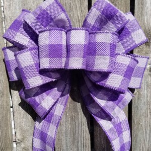 Purple Buffalo Check Bow, Purple Plaid Bow, Light Purple & Purple ...