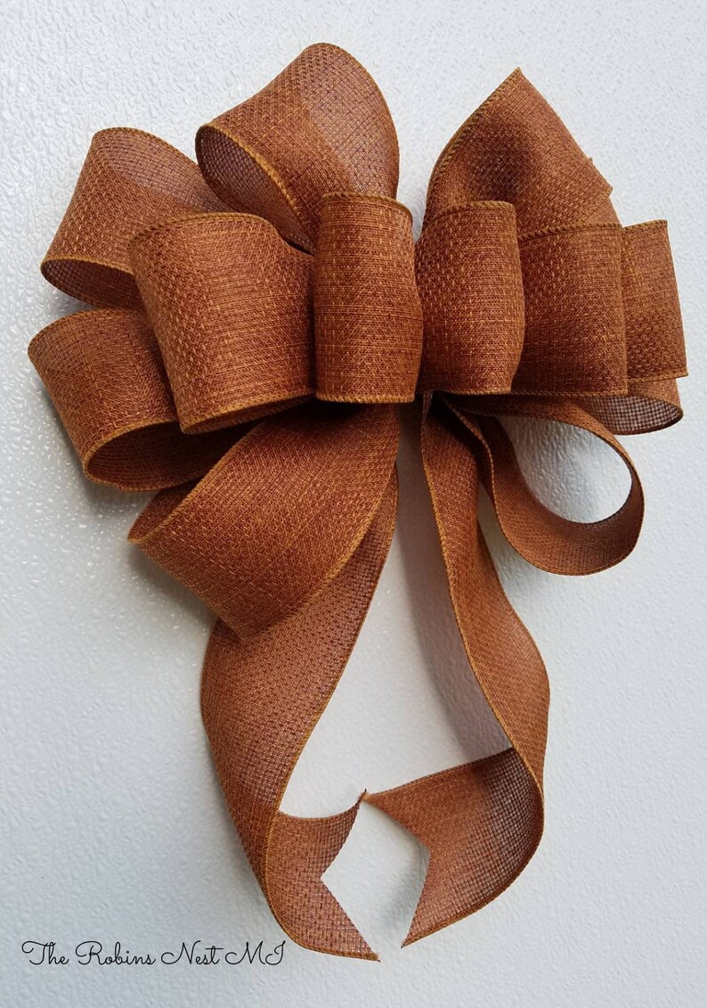 Orange Rust Bows Copper Burlap Bows Wedding Decor Church - Etsy
