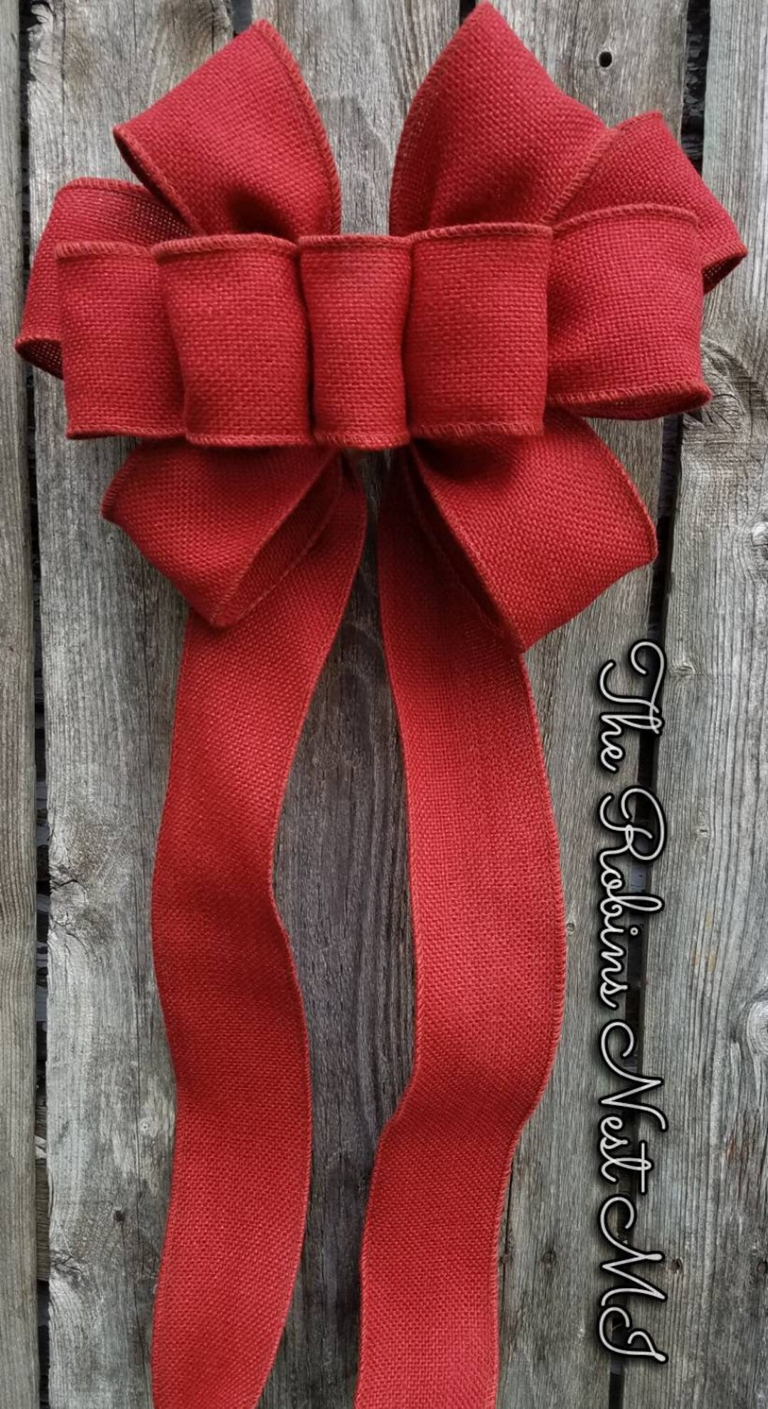 Rust Burlap Bows, Rustic Red Burlap Ribbon Bow, Autumn Barn Red Home ...