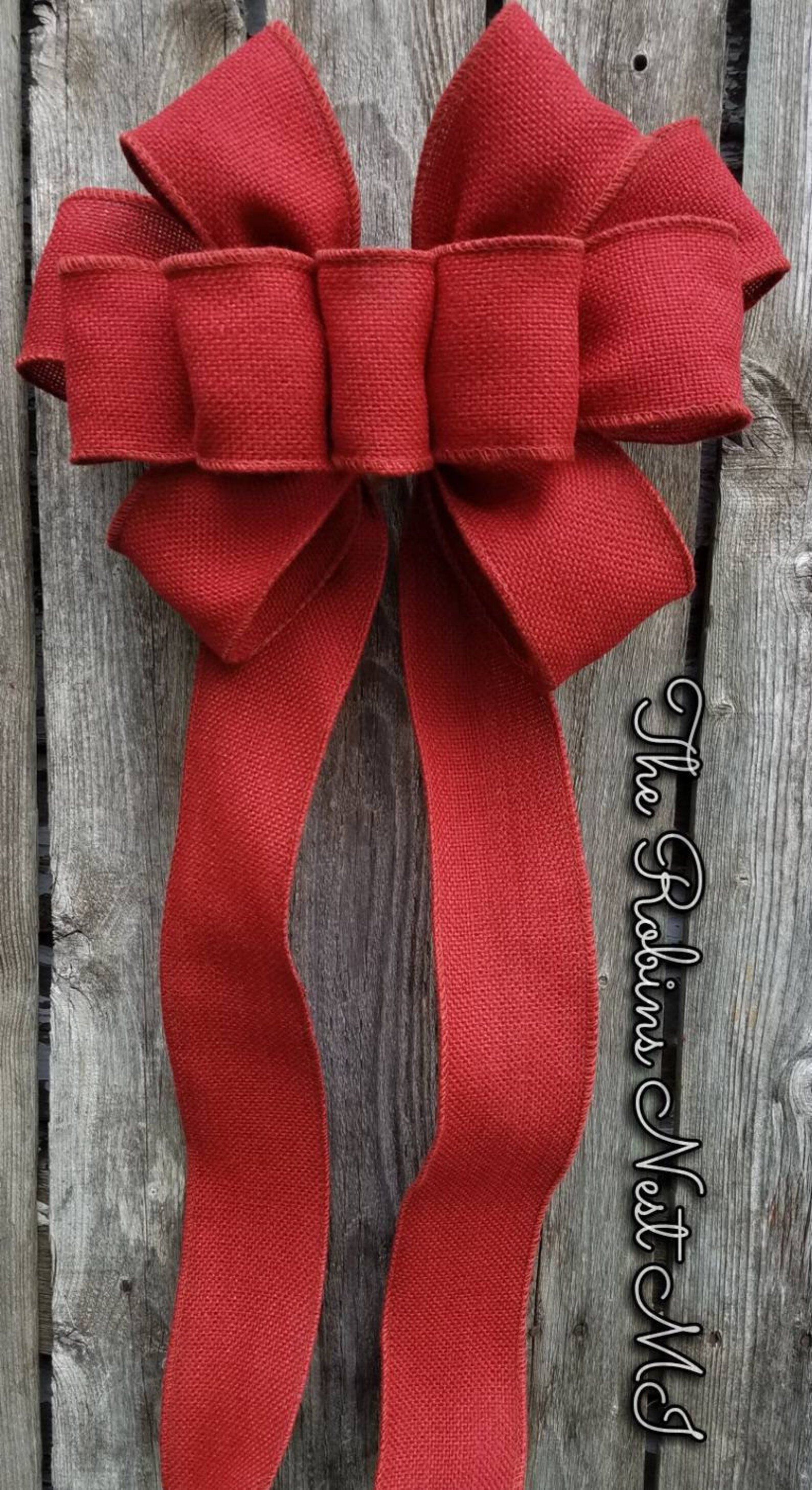 Rust Burlap Bows Rustic Red Burlap Ribbon Bow Autumn Barn | Etsy