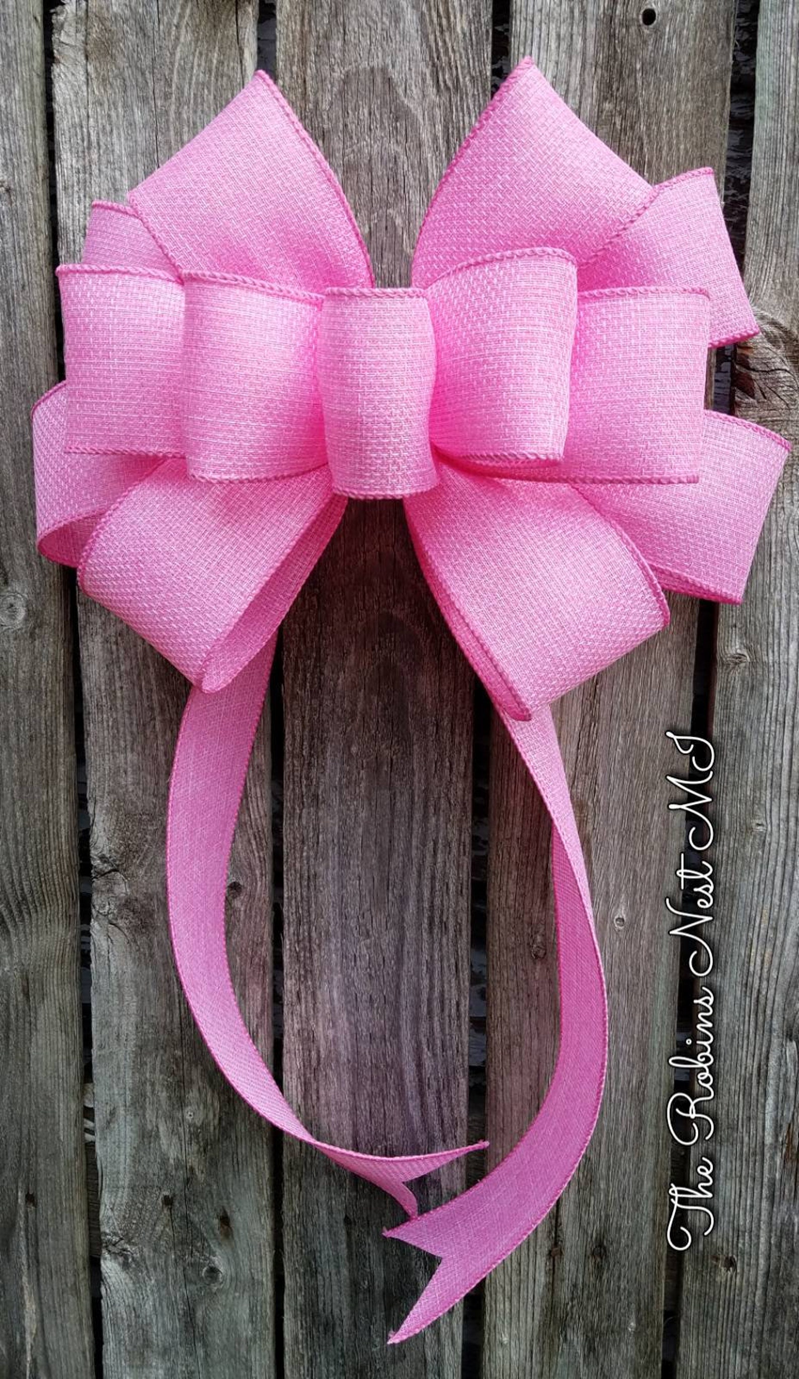 Pink Bows Burlap Bows Large Pink Wreath Bows | Etsy