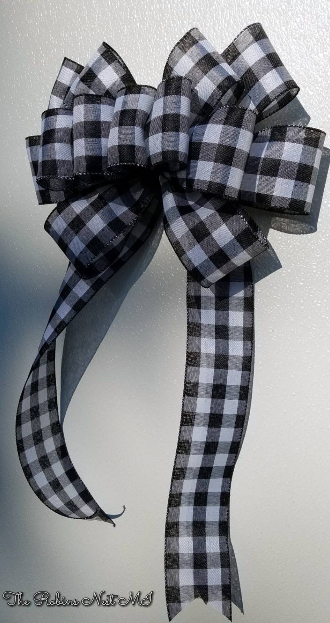 Buffalo Check Bows Black White Checkered Bow Black and White | Etsy